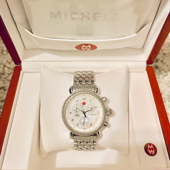 Michele | Jewelry | Michele Csx 36 Diamond Chronograph 2 Bonus Bands ...